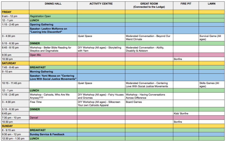 The Mock Schedule for 2018 is Up! – Cahoots Festival
